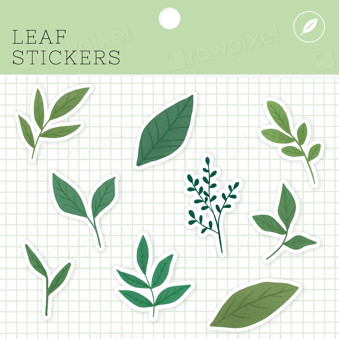 Leaf stickers package illustration | Premium PSD - rawpixel