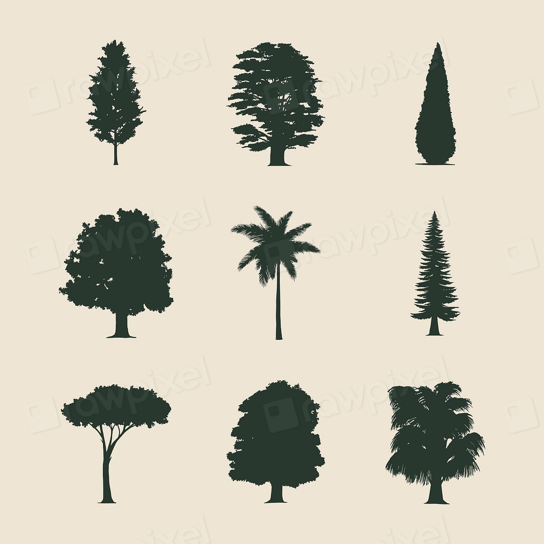 Hand drawn tree silhouette vector | Premium Vector - rawpixel