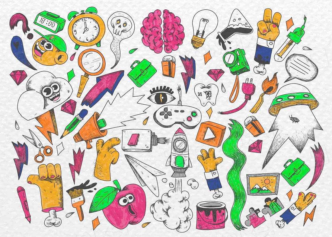 Creative doodle set design vector | Premium Vector - rawpixel