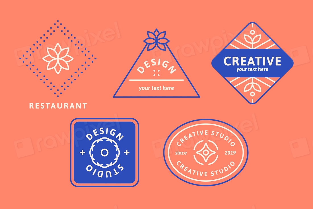 Geometric shaped badge collection vector | Premium Vector - rawpixel