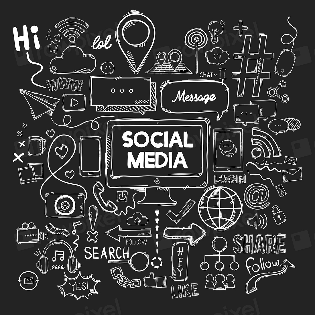 Vector set of social media | Free Vector Illustration - rawpixel