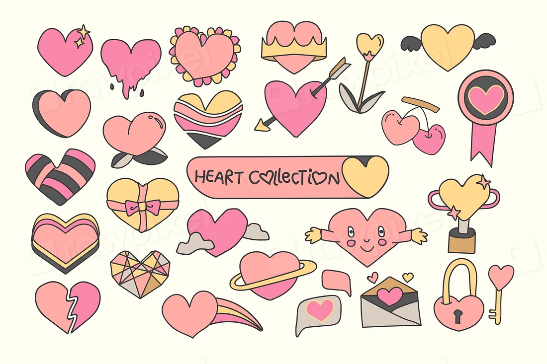 Pink heart design collection vector | Premium Vector - rawpixel