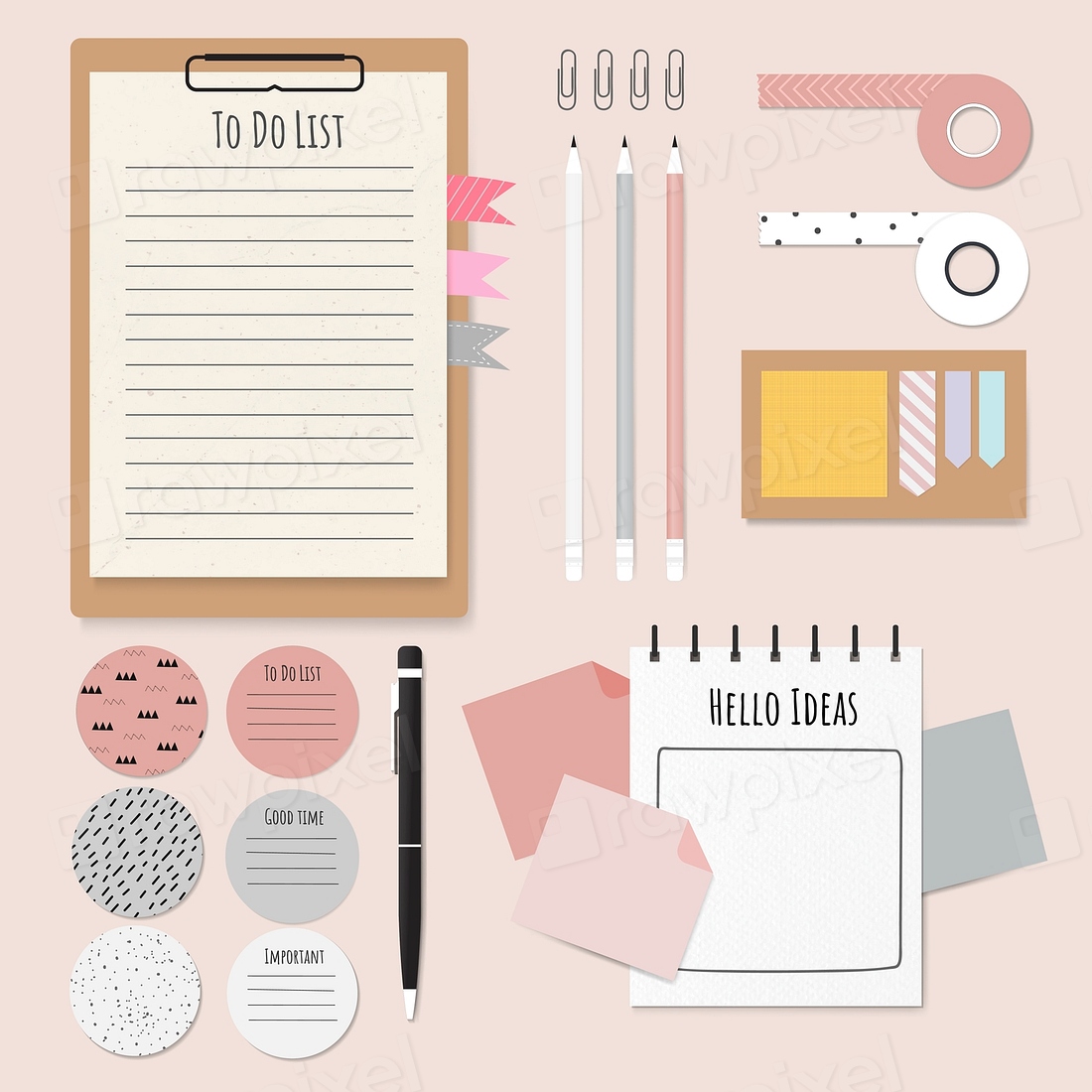 Pink stationery planner set vector | Premium Vector - rawpixel