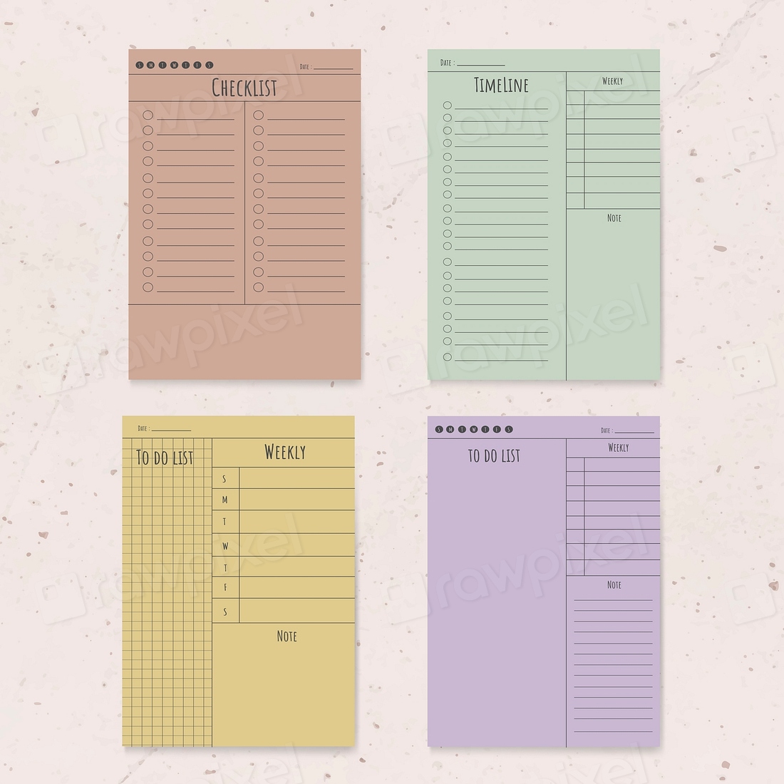 Weekly schedule planner set vector | Premium Vector - rawpixel