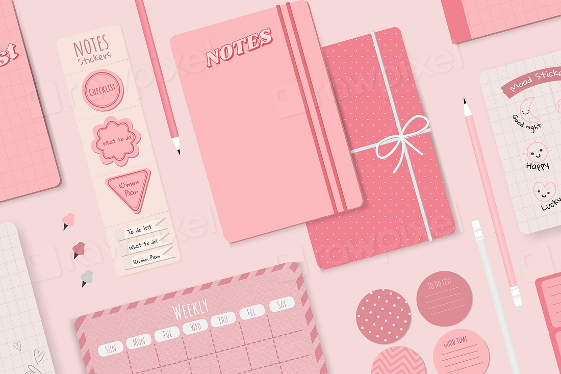 Pink stationery planner set vector | Premium Vector - rawpixel