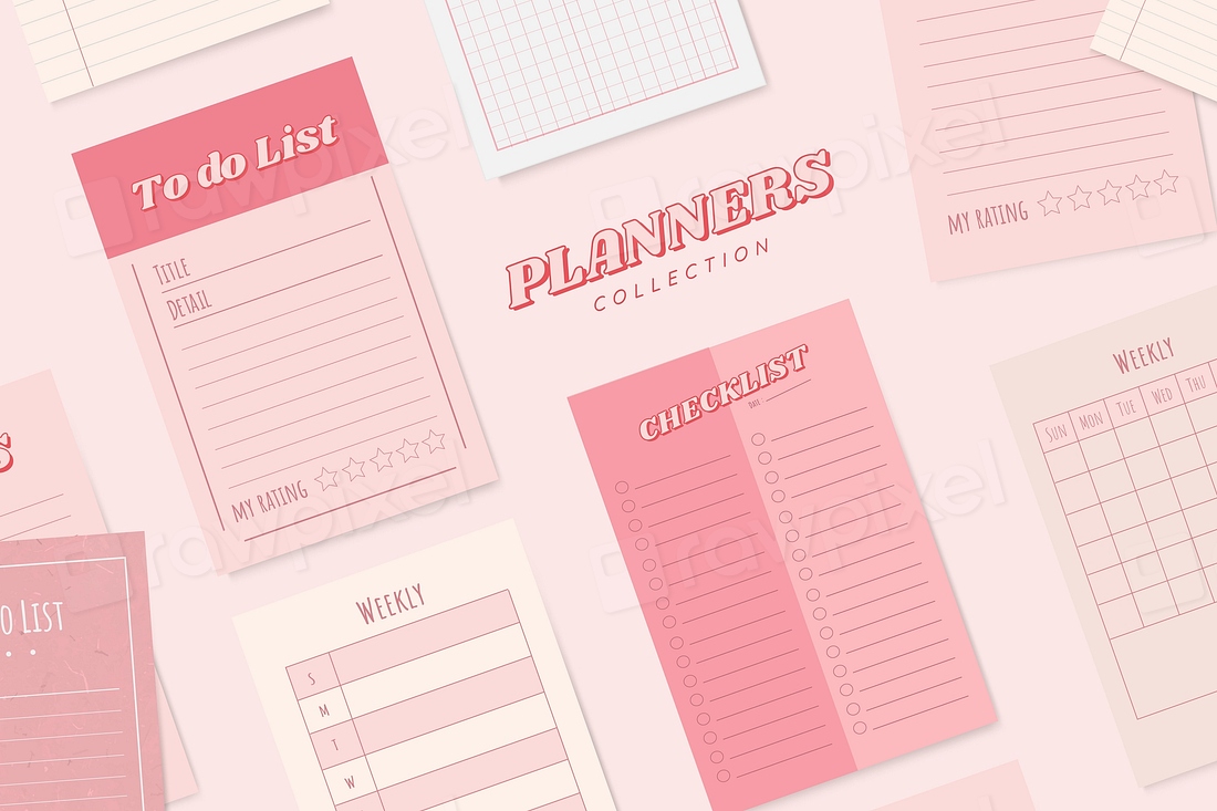 Pink stationery planner set vector | Premium Vector - rawpixel