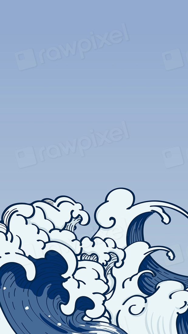 Blue Japanese wave background vector | Premium Vector - rawpixel