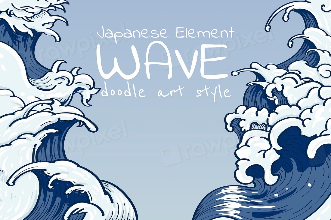 Blue Japanese wave background vector | Premium Vector - rawpixel