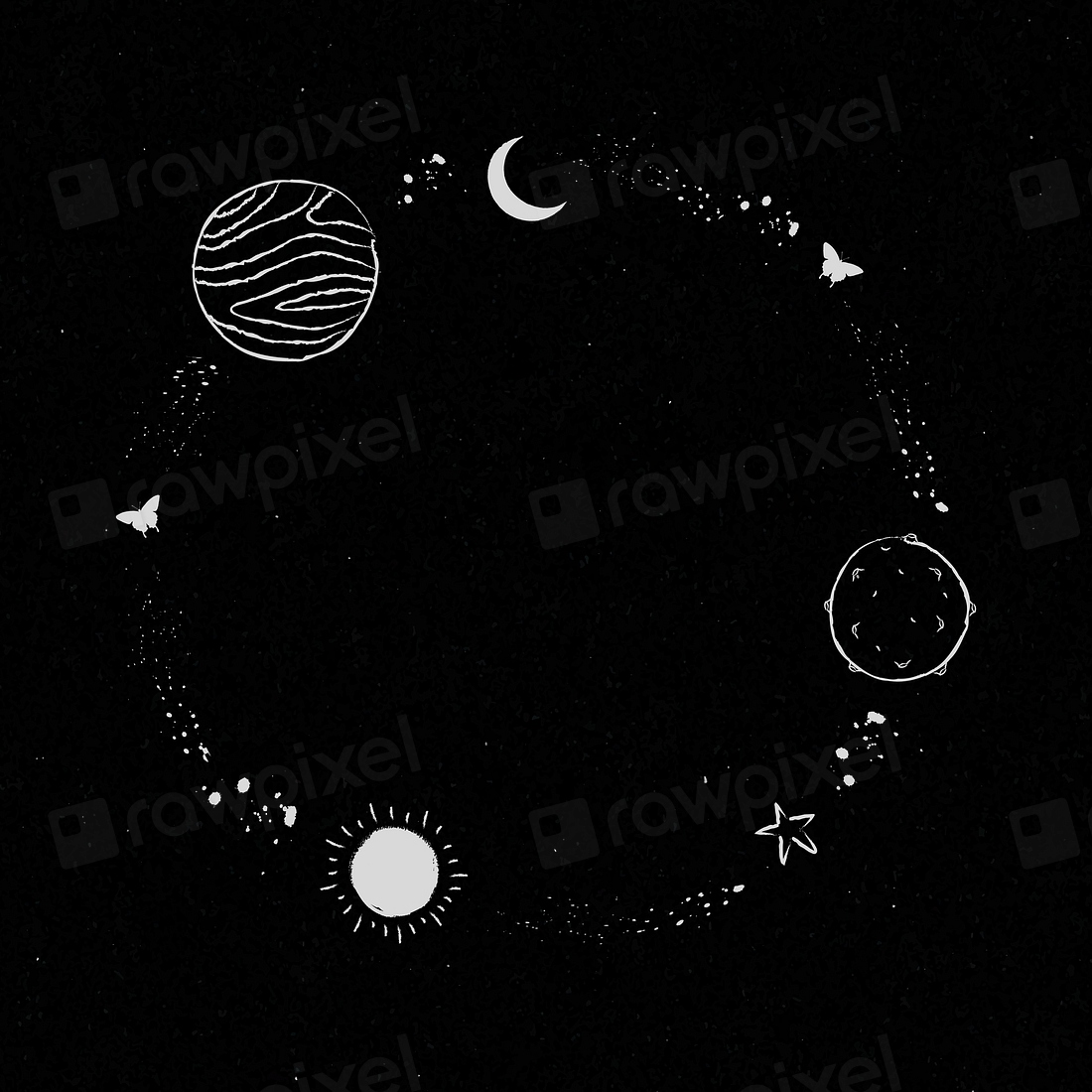 Galaxy decorated minimal line art | Premium Vector - rawpixel