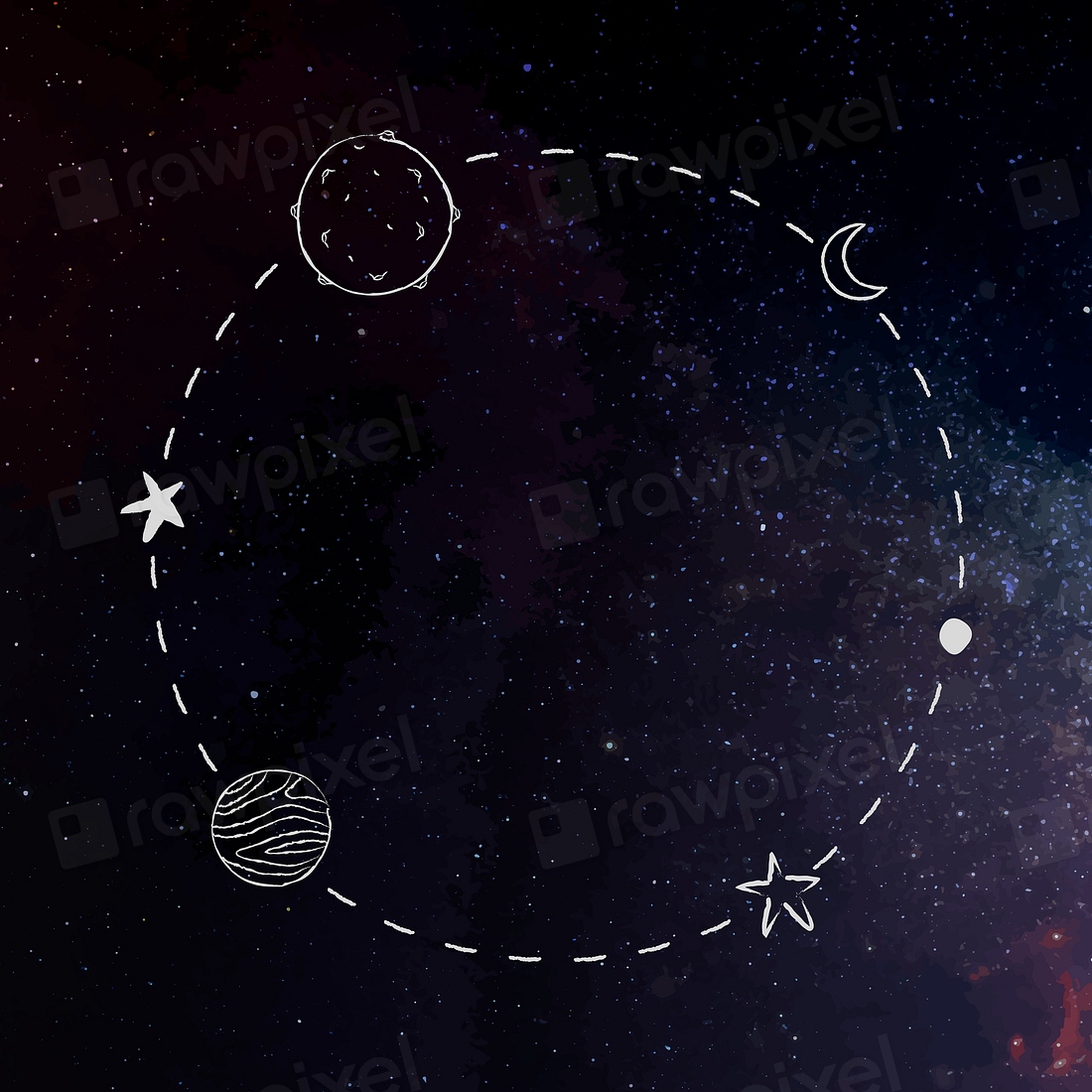 Galaxy decorated minimal line art | Premium Vector - rawpixel