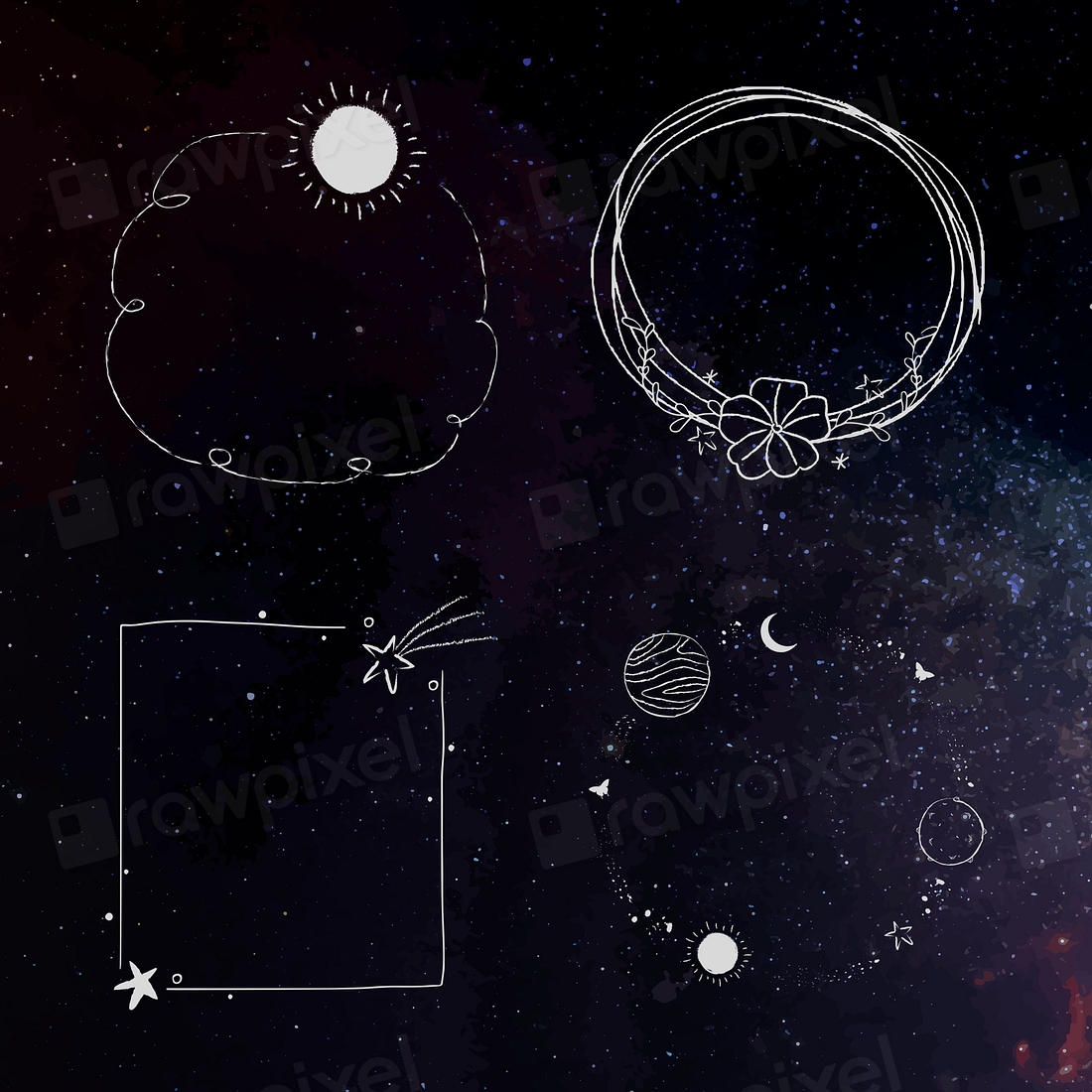 Minimal line art galaxy frame | Premium PSD - rawpixel