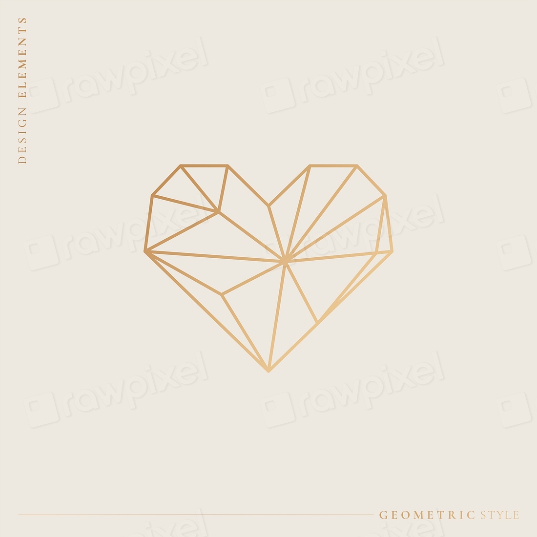 Golden geometric style heart vector | Premium Vector - rawpixel