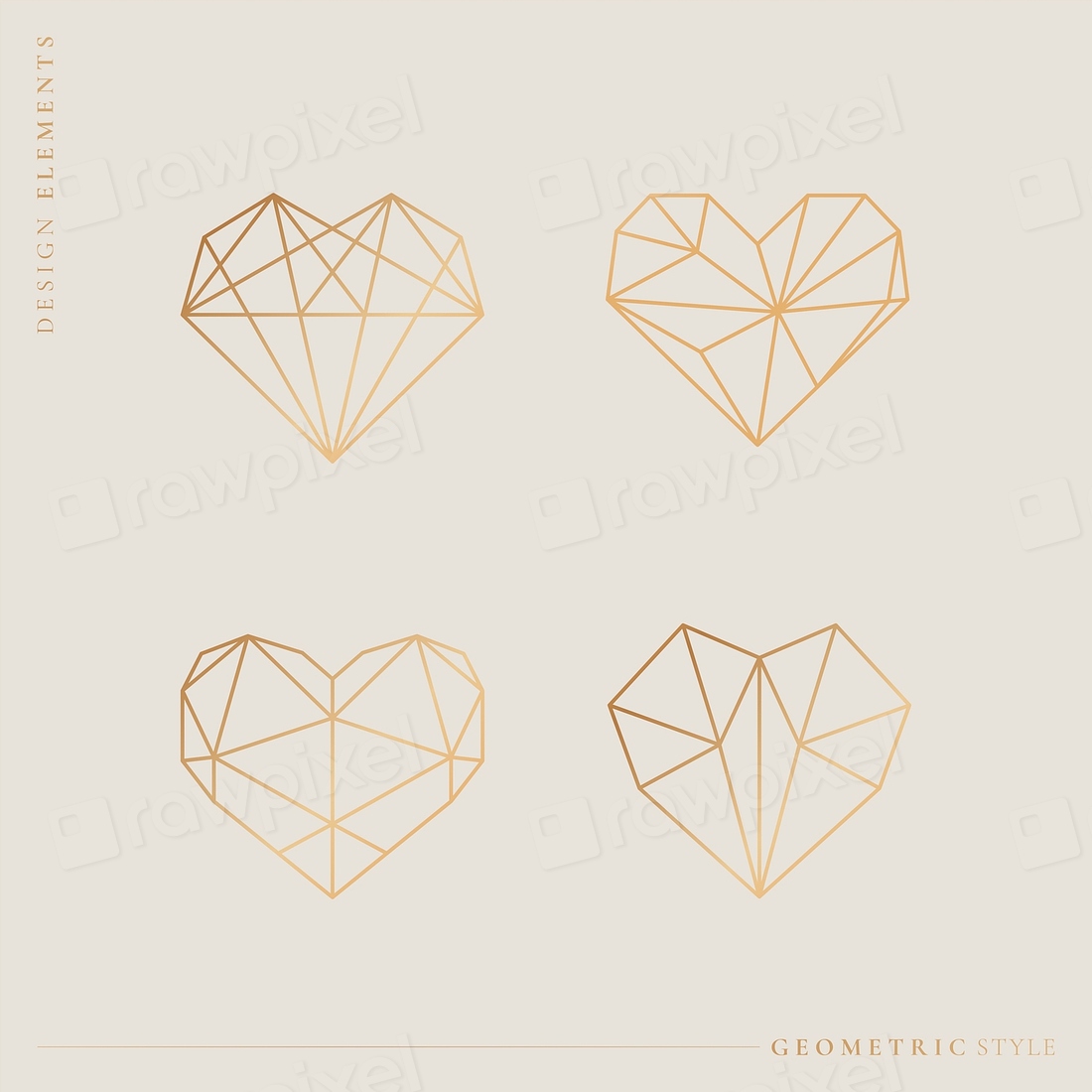 Geometric style heart collection vectors | Premium Vector - rawpixel