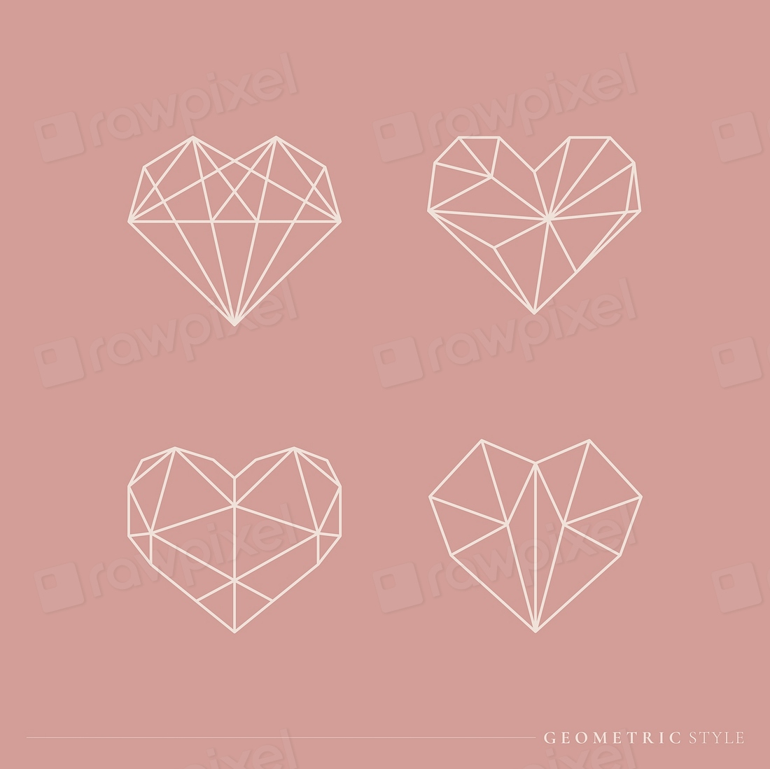 Geometric style heart collection vectors | Premium Vector - rawpixel