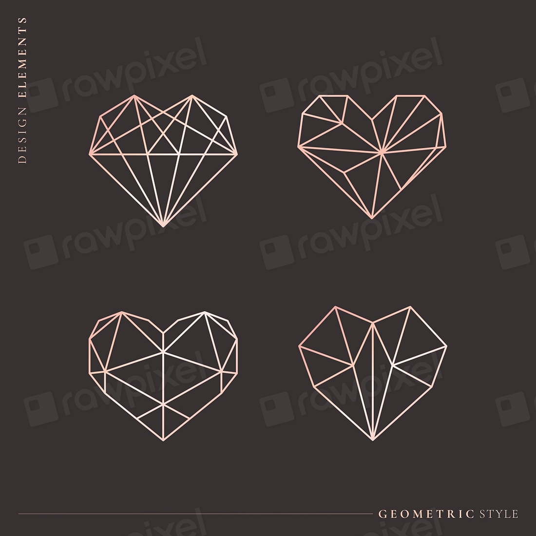 Geometric style heart collection vectors | Premium Vector - rawpixel