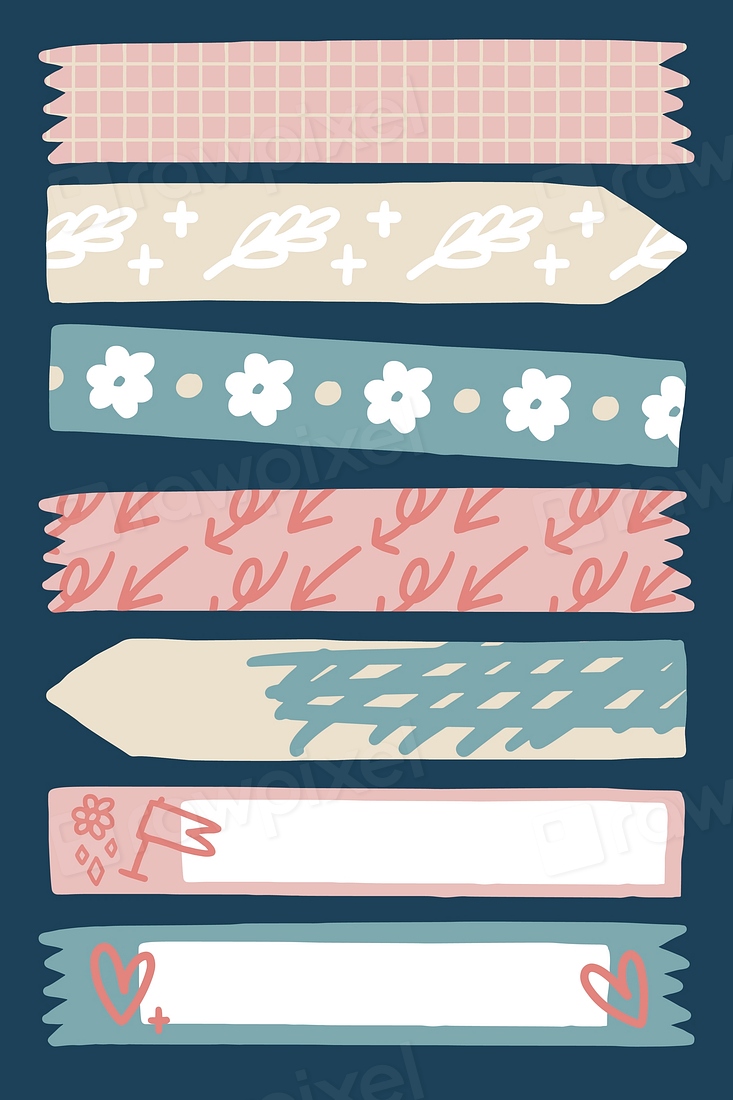 Doodle floral tape design vectors | Premium Vector - rawpixel