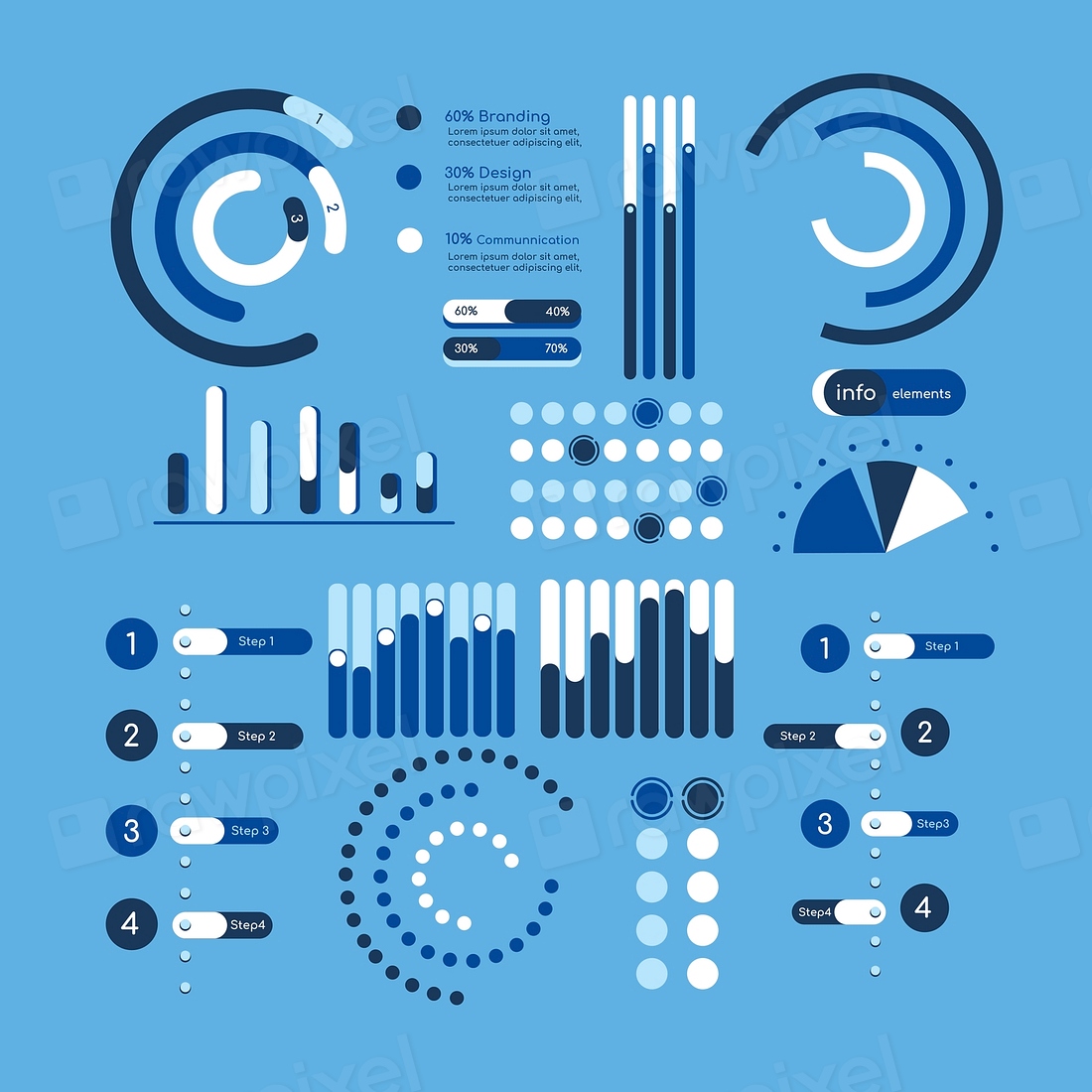 Blue infographic design elements vector | Premium Vector - rawpixel