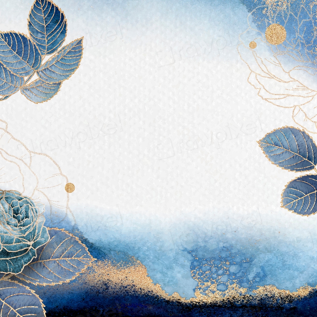 Blank leafy blue frame vector | Premium Vector - rawpixel