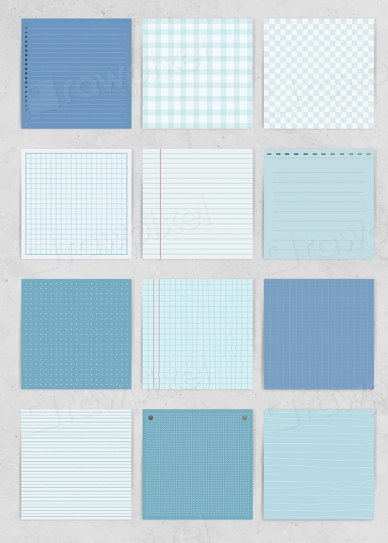 Blue note paper collection vector | Premium Vector - rawpixel