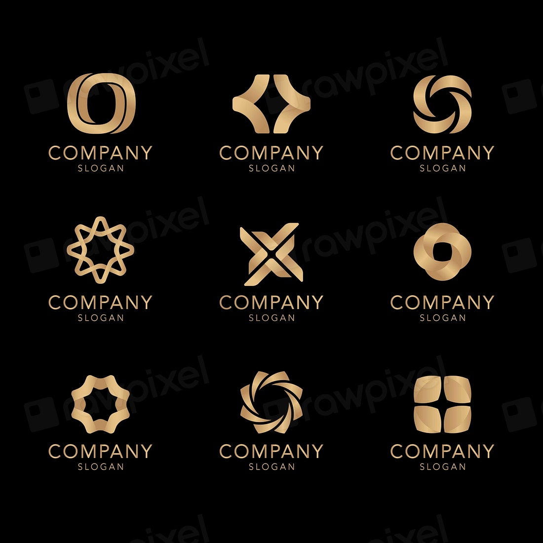Golden company logo collection vector | Premium Vector - rawpixel