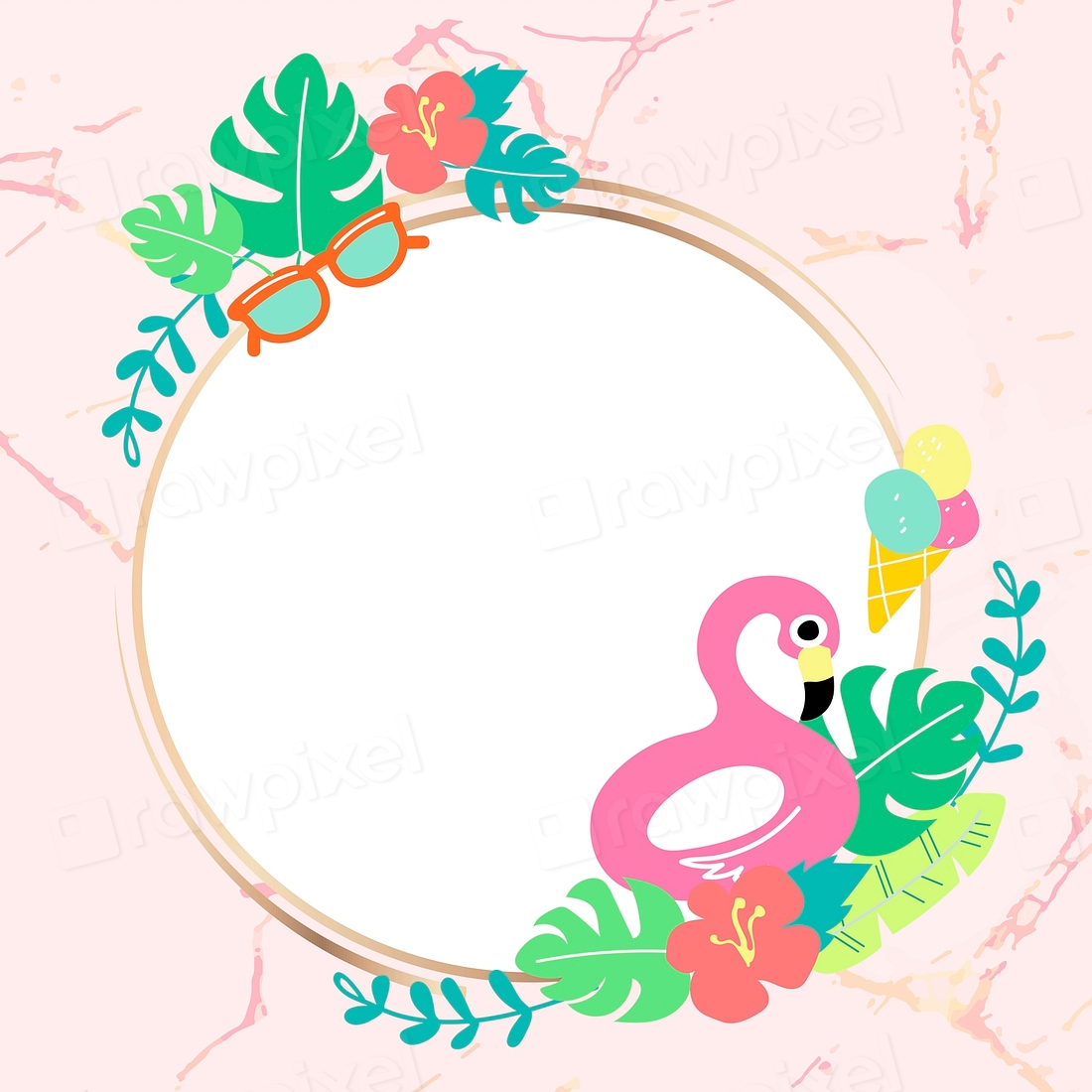 Round summer flaming frame vector | Premium Vector - rawpixel