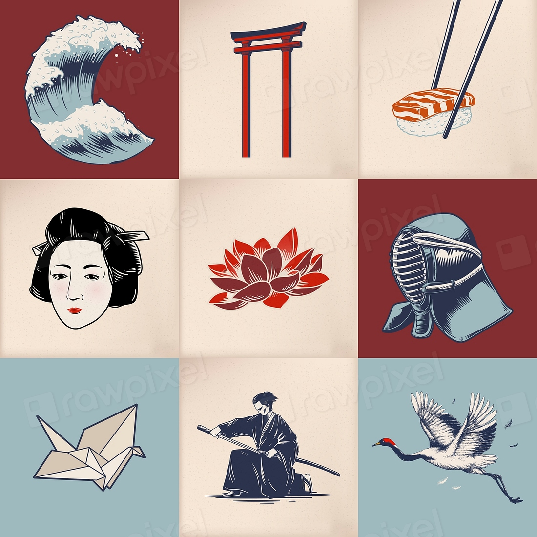 Drawing set of Japanese culture | Free Photo - rawpixel