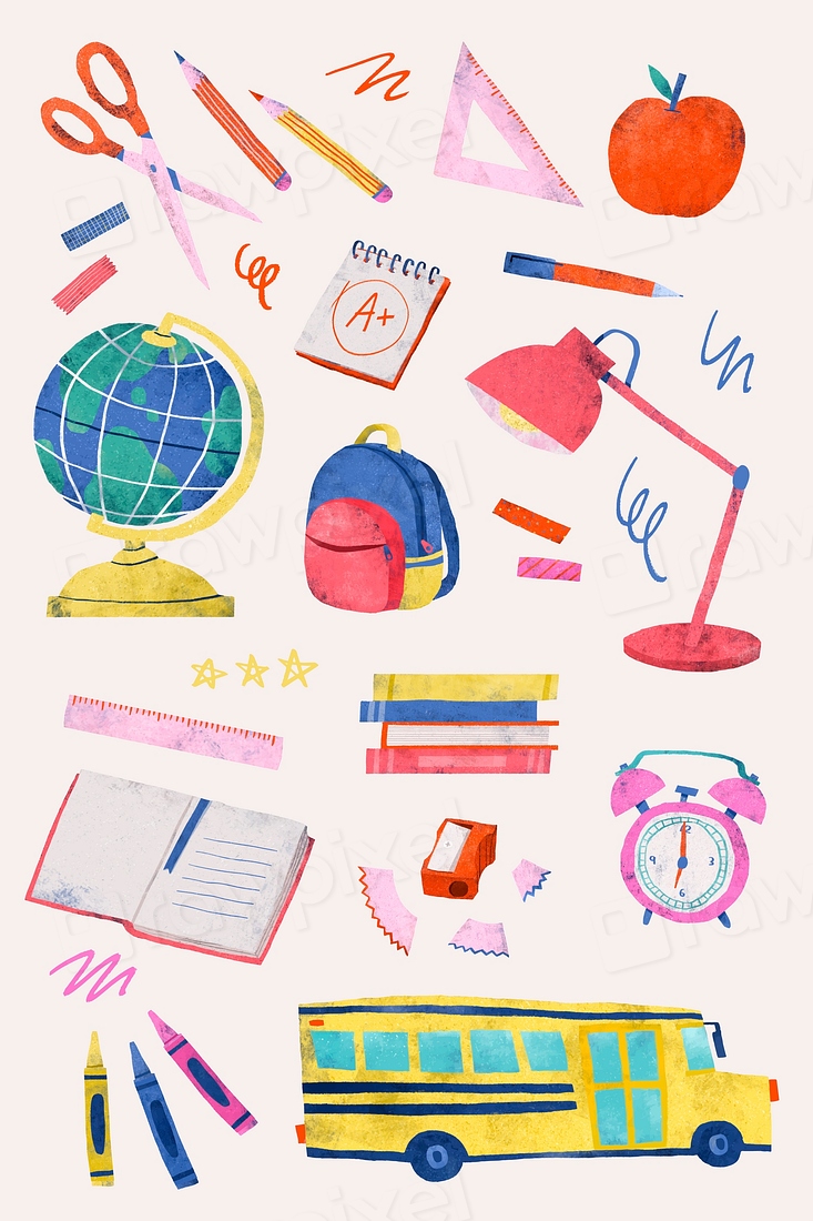 Back school stationery vector set | Premium Vector - rawpixel