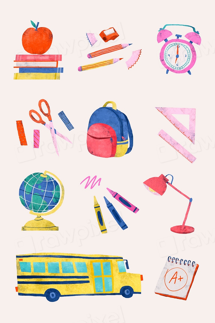 Back school stationery vector set | Premium Vector - rawpixel