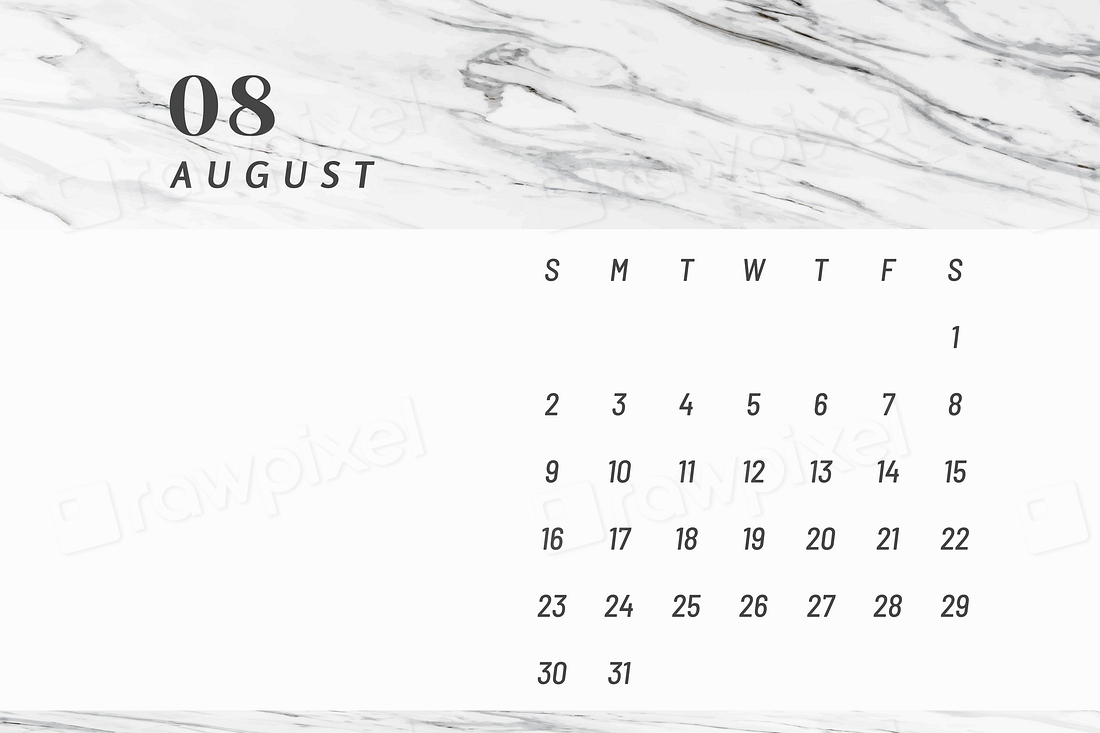 Black and white August calendar | Premium Vector - rawpixel