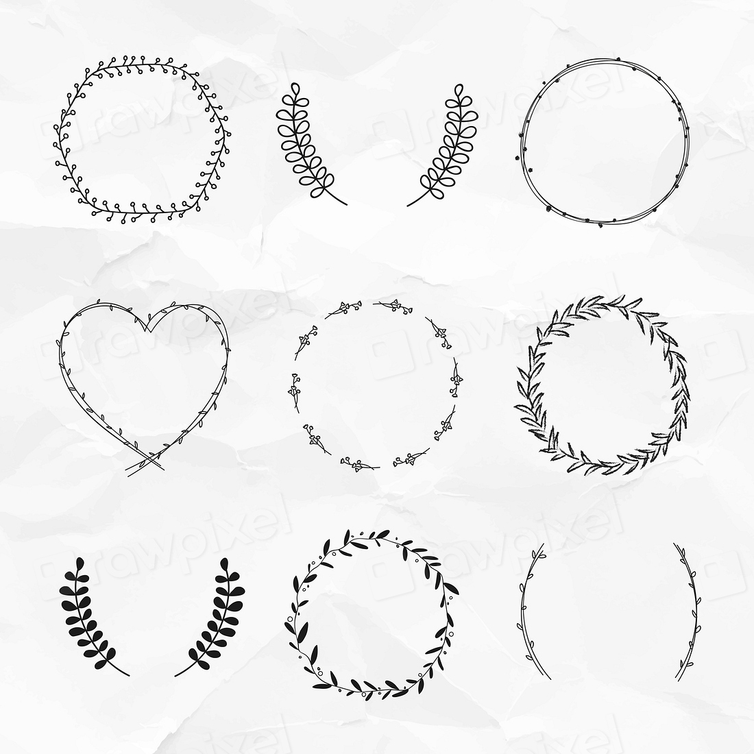 Black leafy frame set illustration | Free Photo - rawpixel