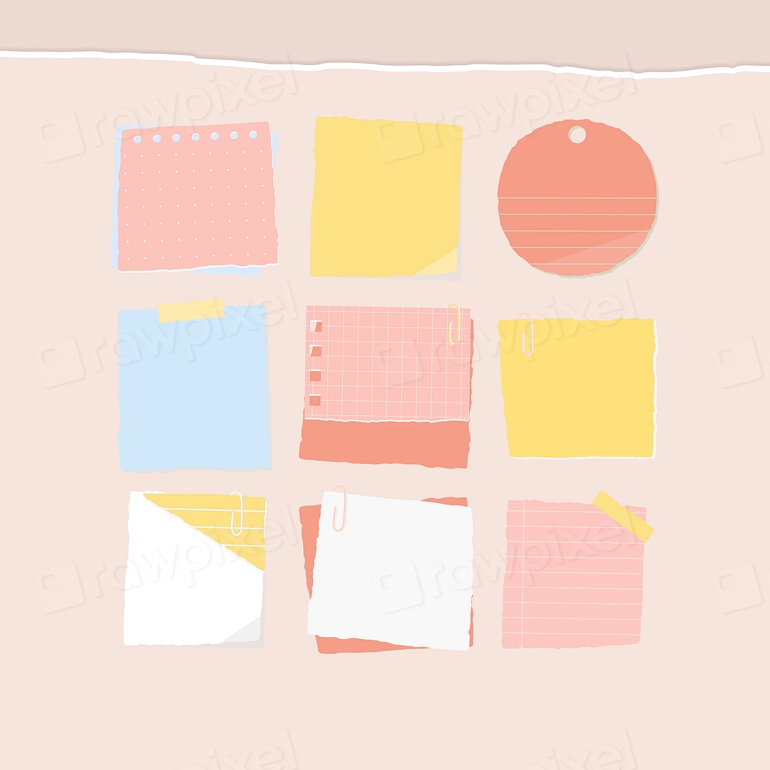 Colorful paper note collection social | Premium PSD - rawpixel