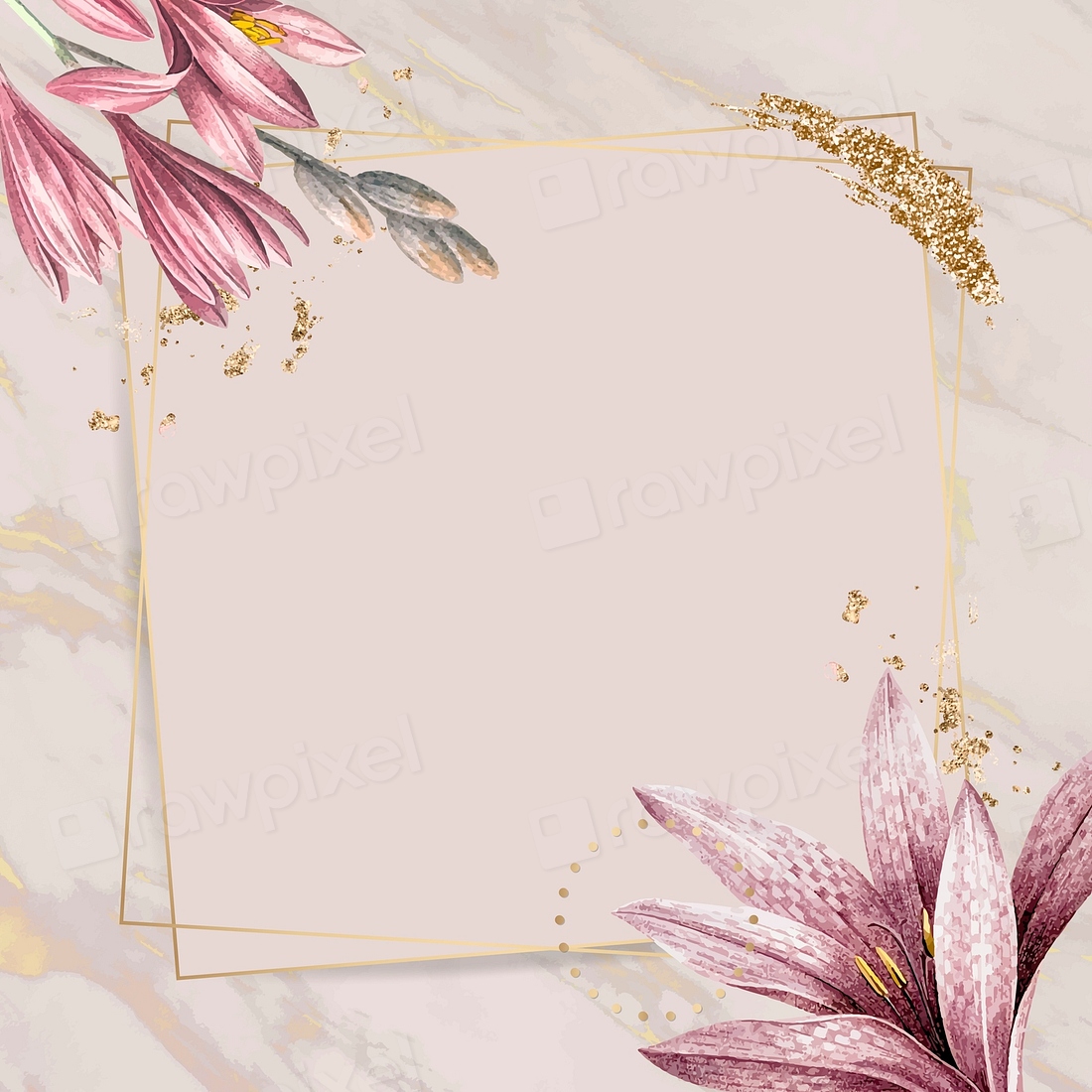 Pink amaryllis pattern gold frame | Premium Vector - rawpixel