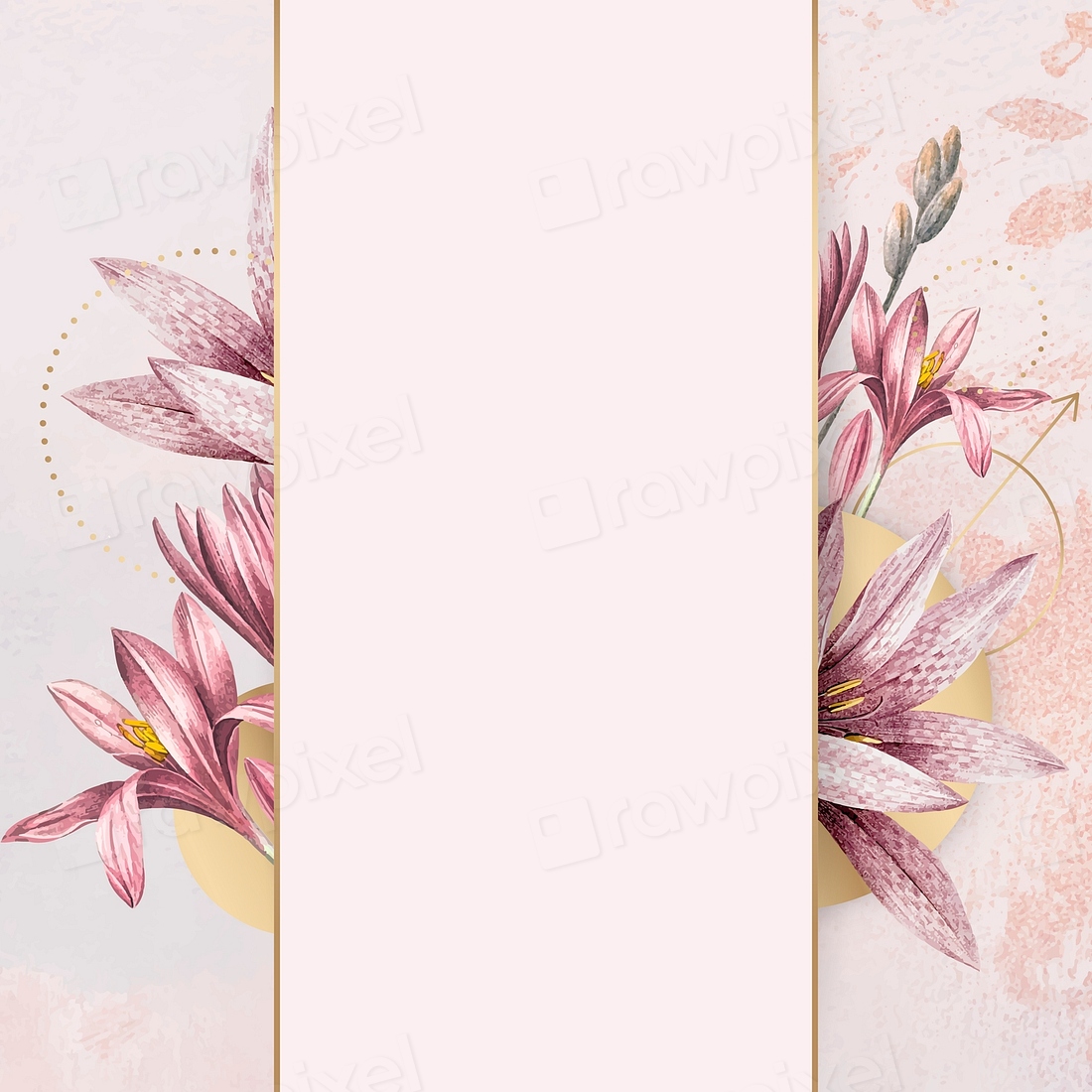 Pink amaryllis pattern gold frame | Premium Vector - rawpixel