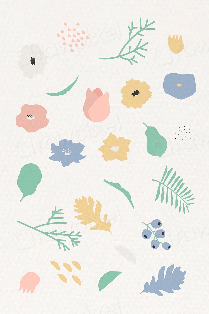 Botanical pattern beige background vector | Premium Vector - rawpixel