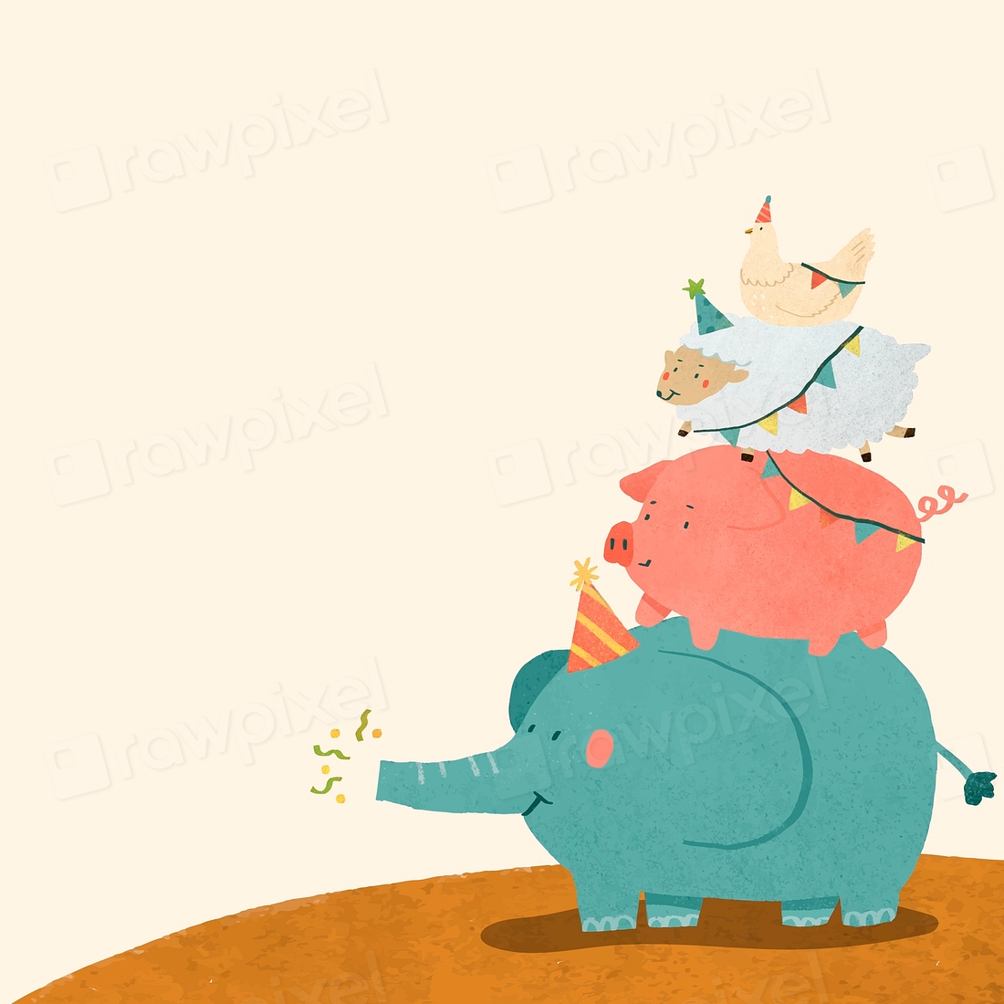 Animal doodle celebration design vector | Premium Vector Illustration ...
