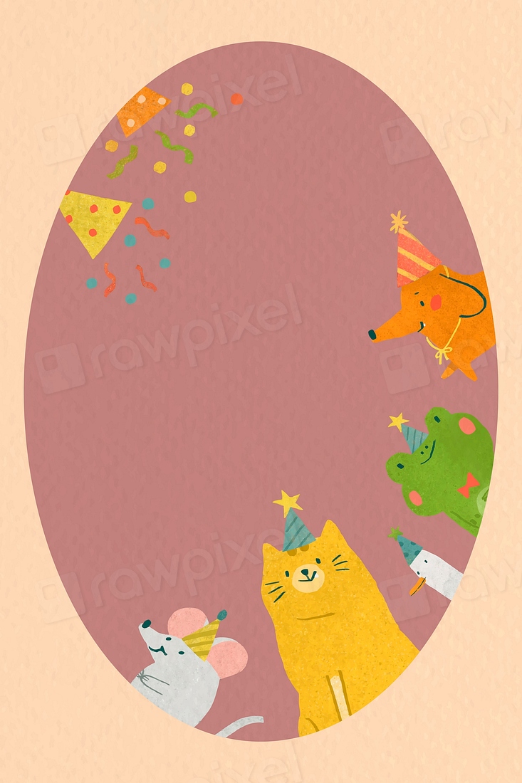 Animal doodle party frame vector | Premium Vector - rawpixel