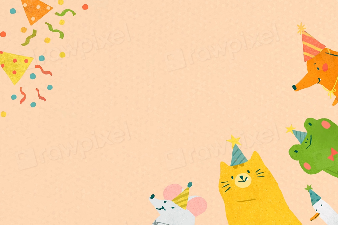 Animal doodle party frame vector | Premium Vector - rawpixel