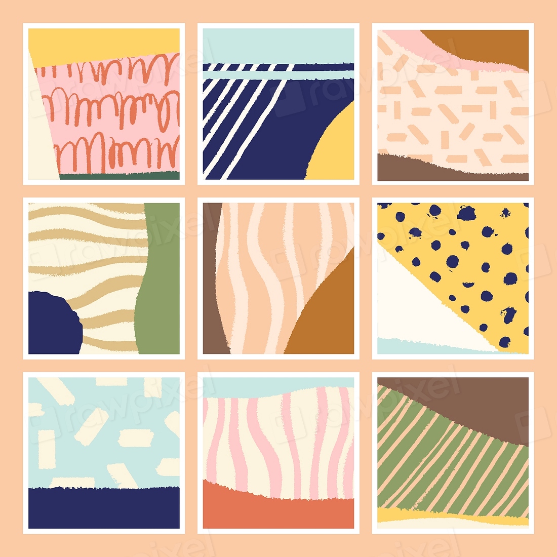Colorful hand drawn abstract cards | Premium Vector - rawpixel