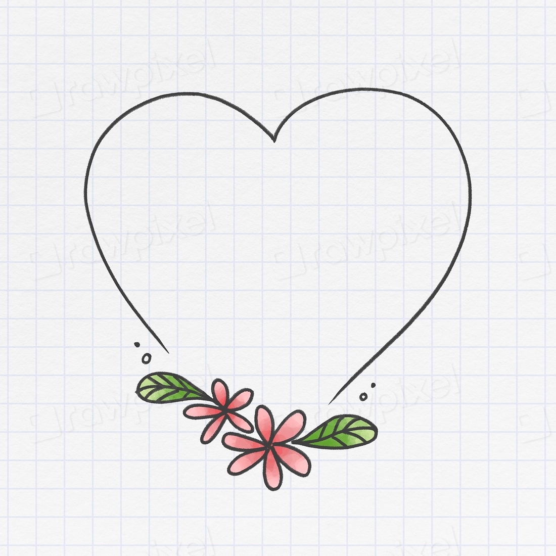 Doodle heart floral frame vector | Premium Vector - rawpixel