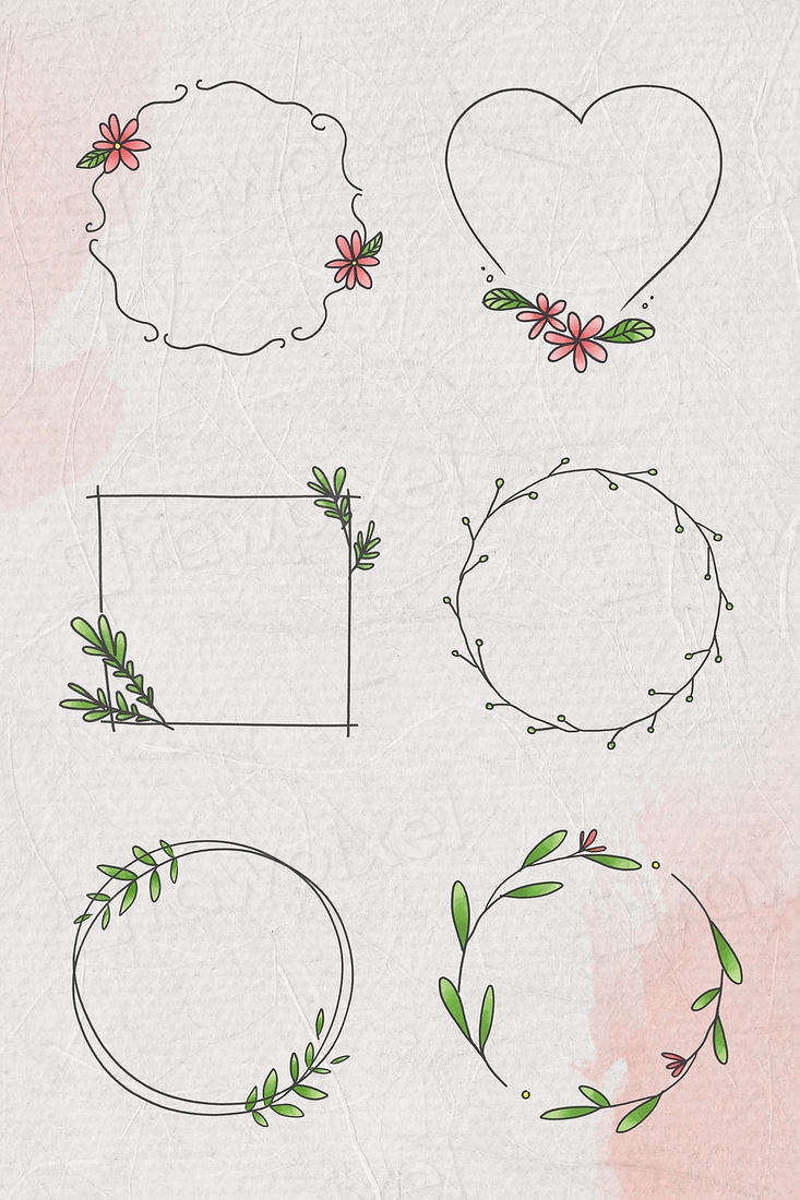 Doodle floral wreath vector collection | Premium Vector - rawpixel