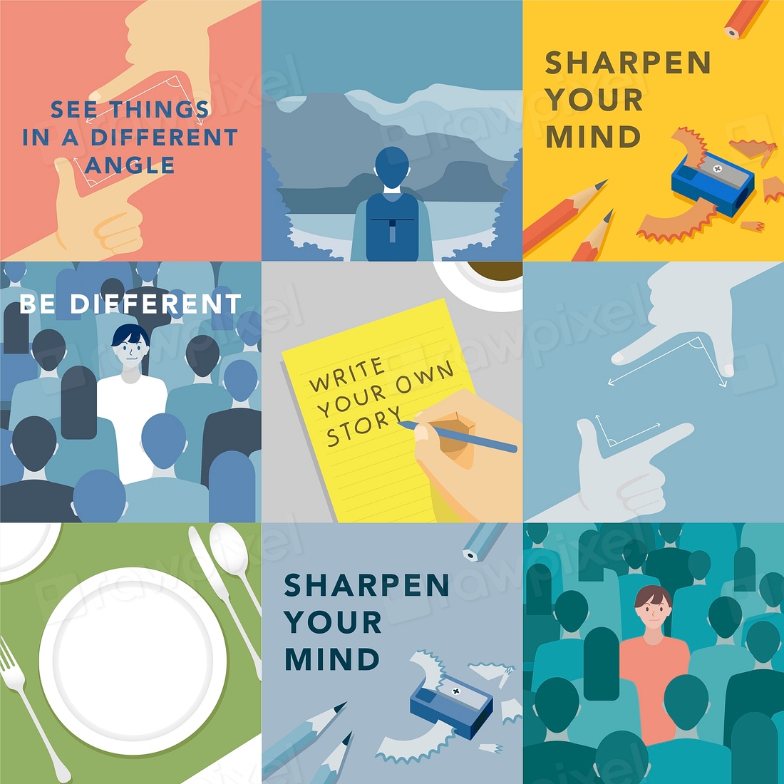 Set illustrations exploring concept human | Free Photo - rawpixel