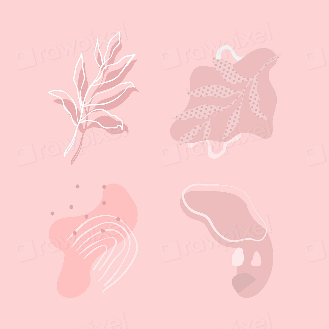 Pink organic shape set vector | Premium Vector - rawpixel