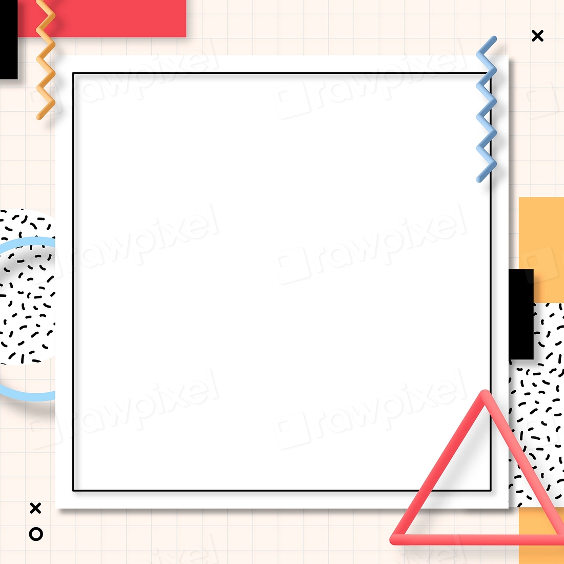 Geometric colorful Memphis frame social | Premium Vector - rawpixel