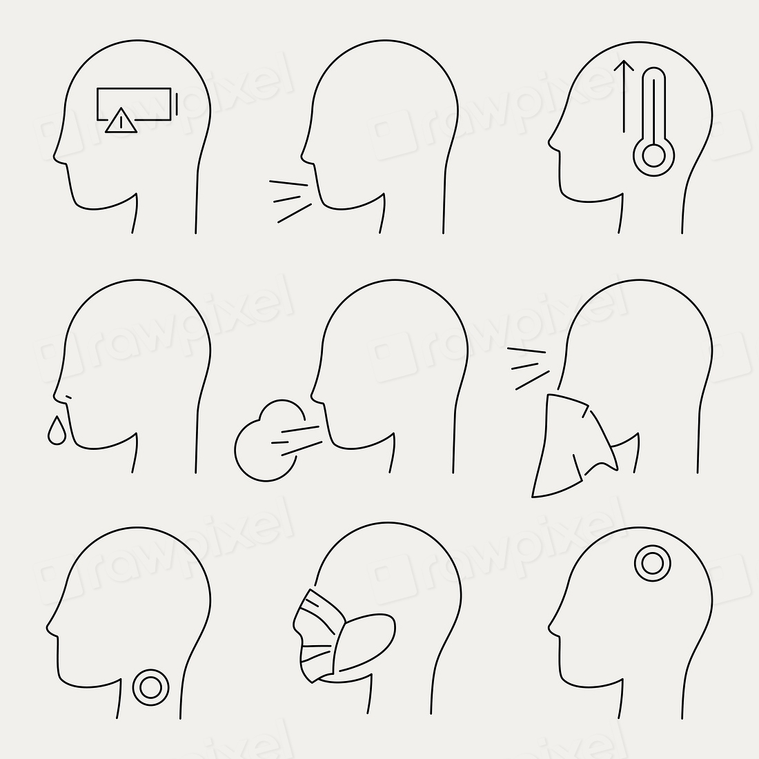 Coronavirus symptoms icon set vector | Free Vector - rawpixel