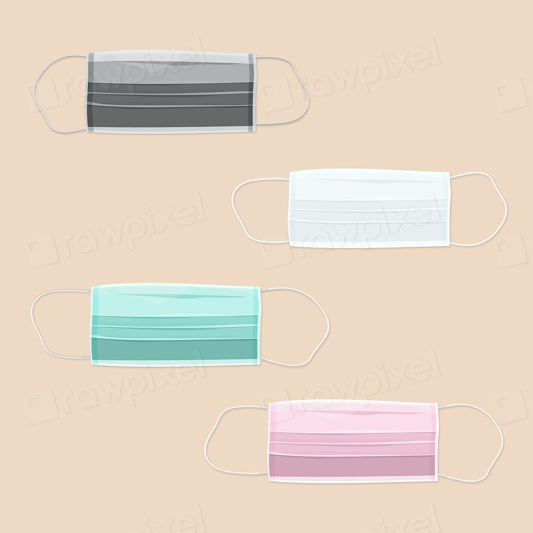 Surgical face mask set vector | Free Vector - rawpixel