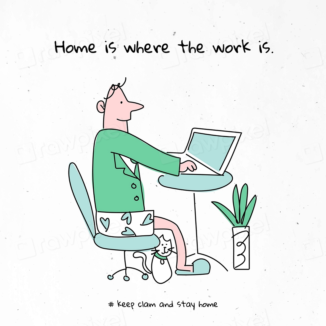 Work home cat coronavirus pandemic | Premium Vector Template - rawpixel