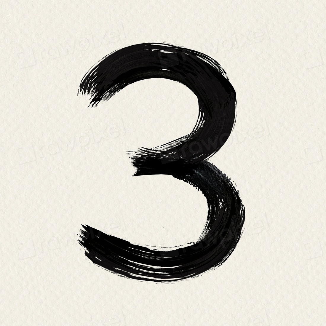Number 3 brush stroke handwritten | Premium PSD - rawpixel