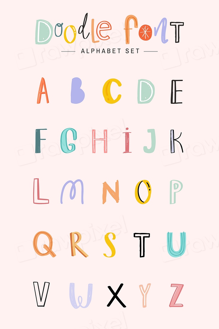 Pastel doodle alphabet vector word | Premium Vector - rawpixel