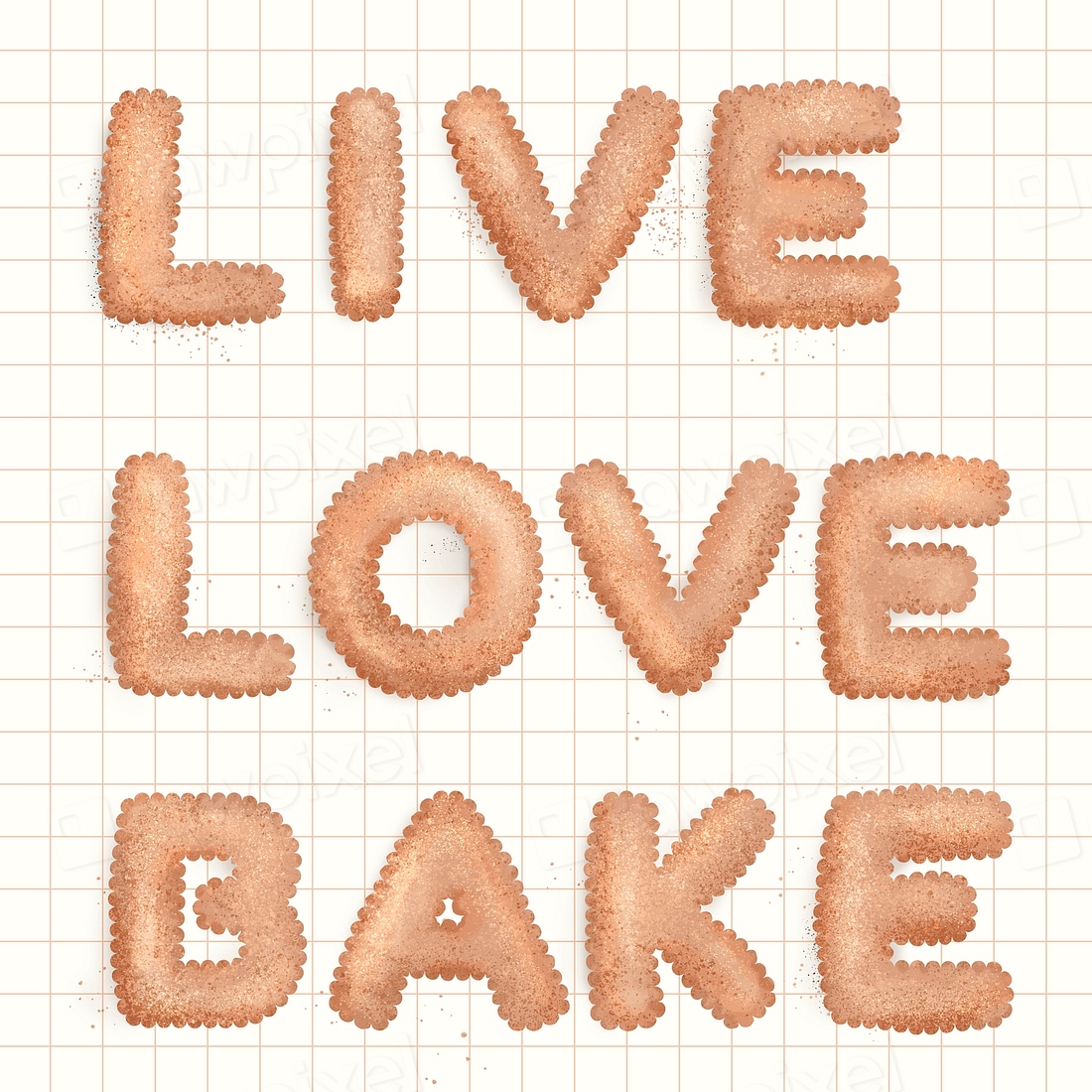 LIVE LOVE BAKE cookie style | Premium PSD - rawpixel