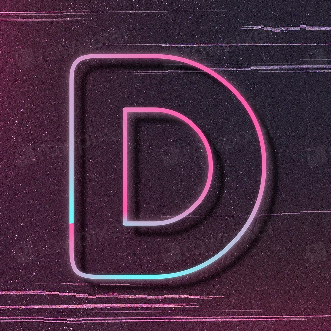 Pink neon glow letter D | Premium PSD - rawpixel